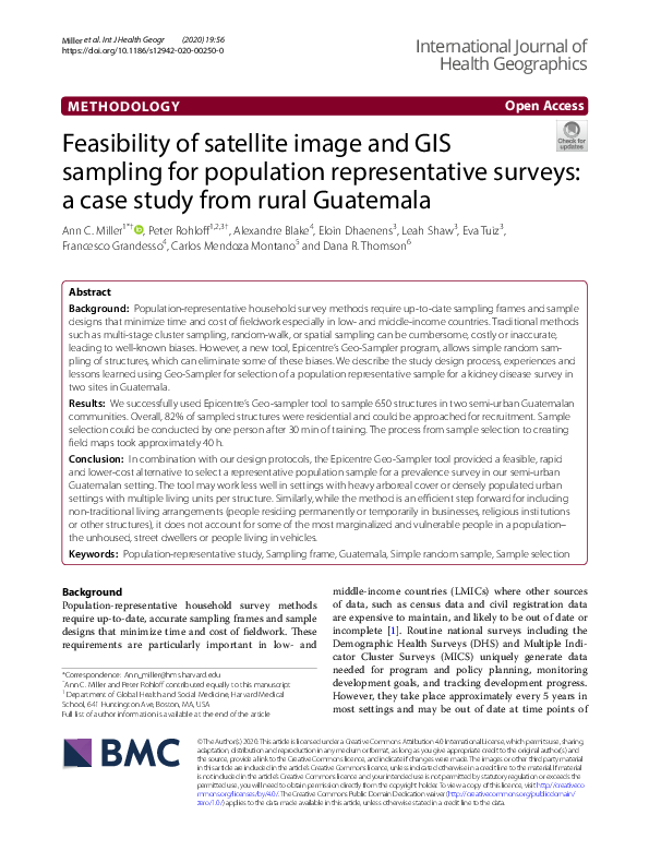 (PDF) Feasibility of satellite image and GIS sampling for population ...