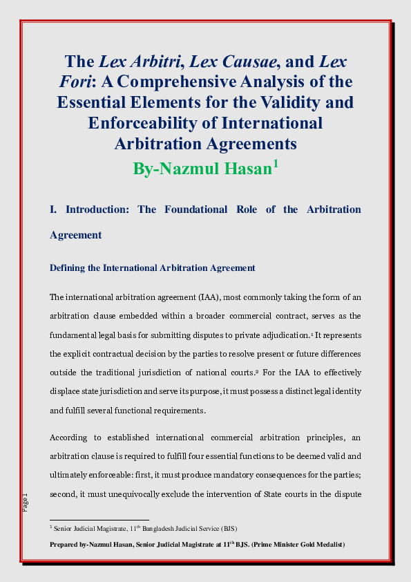 (PDF) The Lex Arbitri, Lex Causae, and Lex Fori: A Comprehensive ...