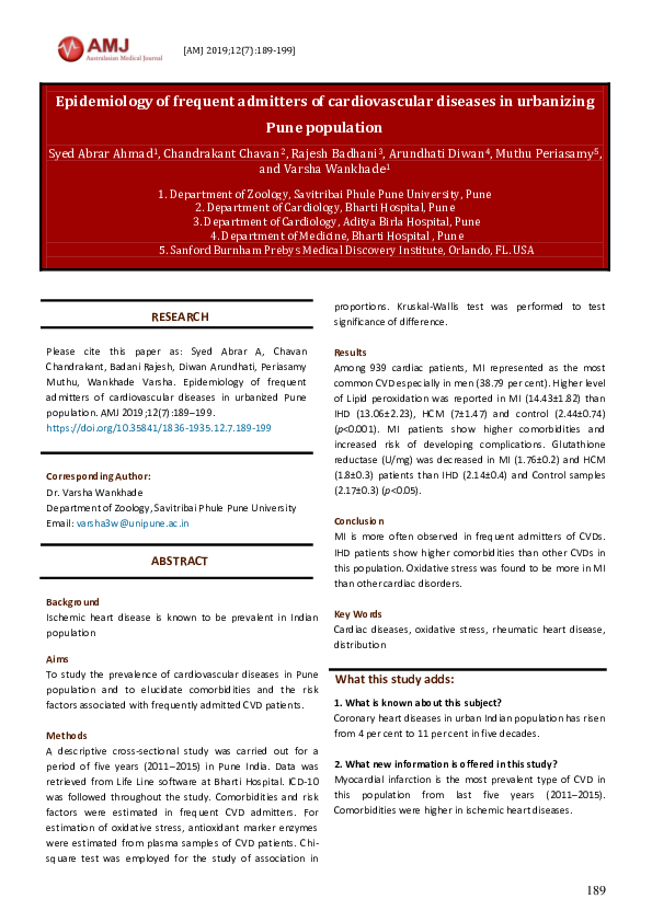 (PDF) Epidemiology of frequent admitters of cardiovascular diseases in ...