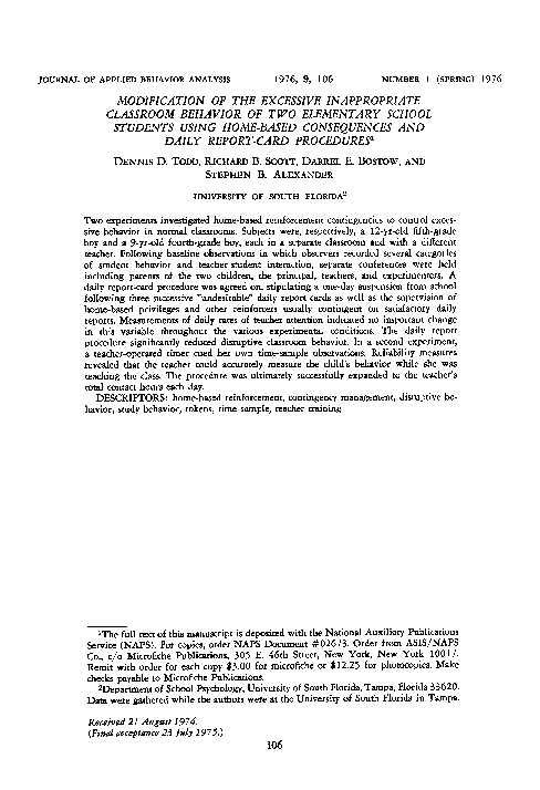 (PDF) Modification of the Excessive Inappropriate Classroom Behavior of ...