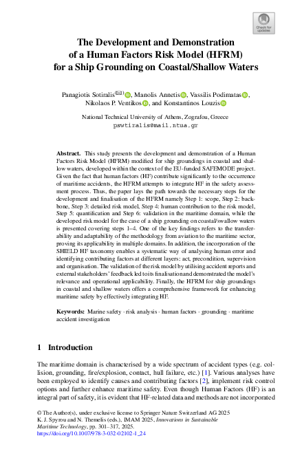 (PDF) The Development and Demonstration of a Human Factors Risk Model ...