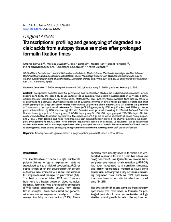 (PDF) Transcriptional profiling and genotyping of degraded nucleic ...
