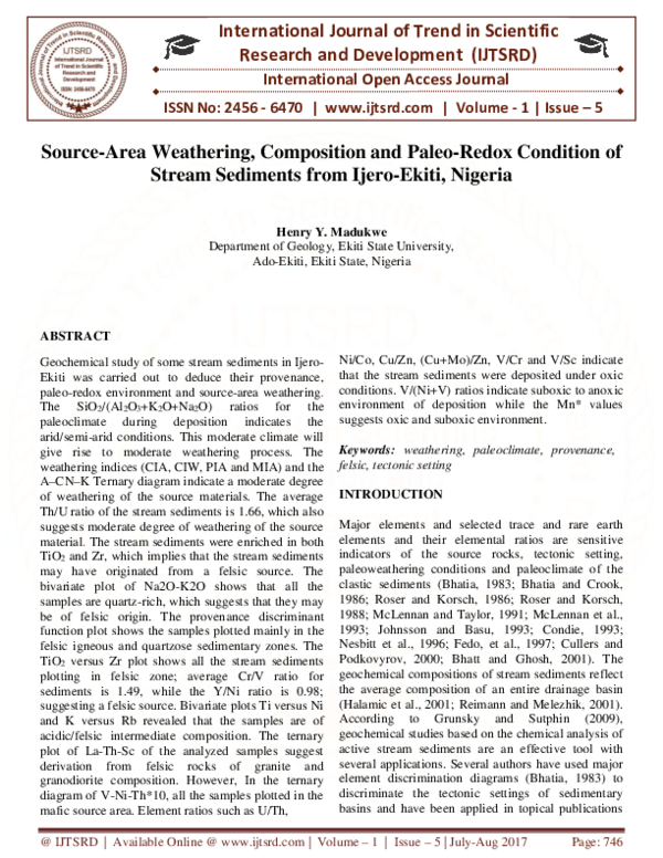 (PDF) Source-Area Weathering, Composition and Paleo-Redox Condition of ...