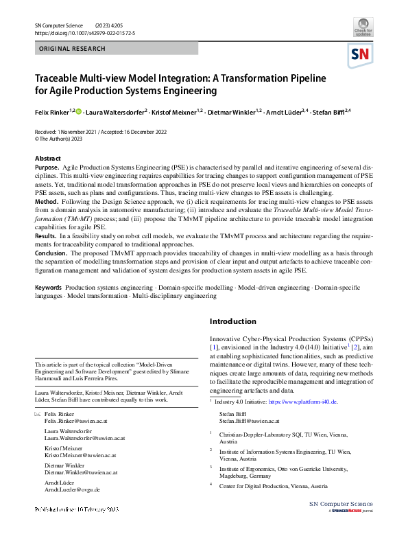 (PDF) Traceable Multi-view Model Integration: A Transformation Pipeline for Agile Production ...