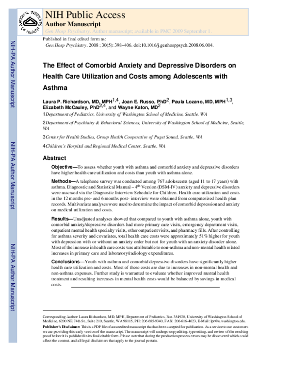 (PDF) The effect of comorbid anxiety and depressive disorders on health ...