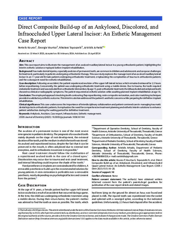(PDF) Direct Composite Build-up of an Ankylosed, Discolored, and ...