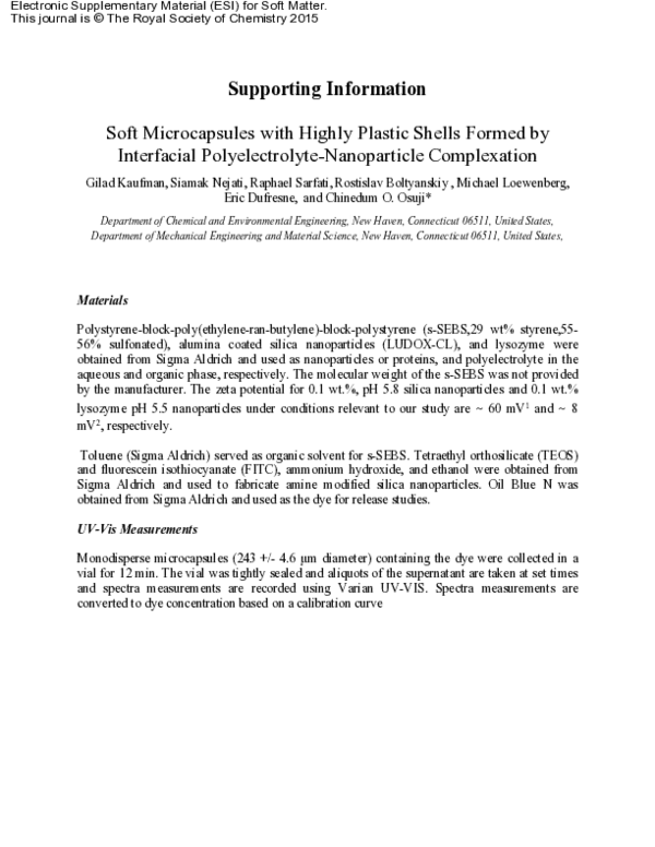 (PDF) Soft microcapsules with highly plastic shells formed by ...