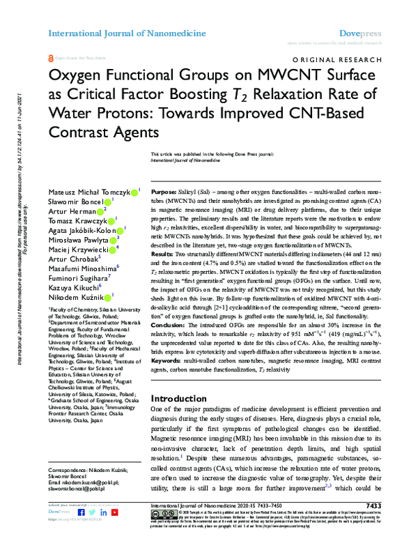 (PDF) Oxygen Functional Groups on MWCNT Surface as Critical Factor ...