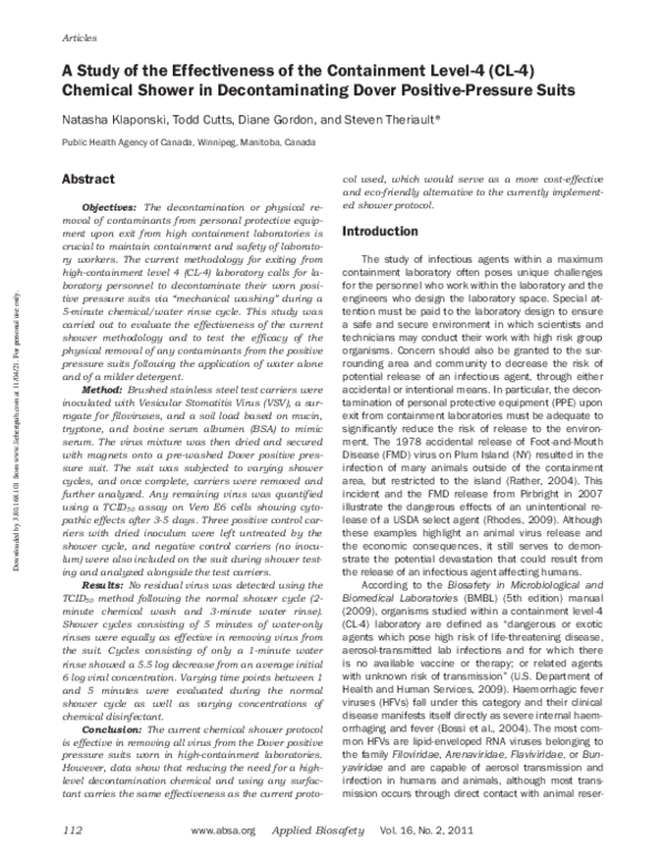 (PDF) A Study of the Effectiveness of the Containment Level-4 (CL-4 ...