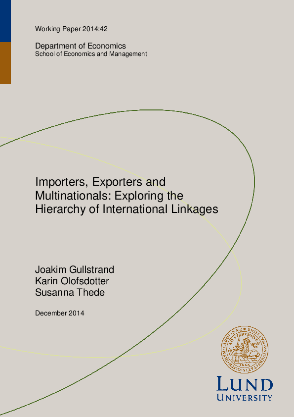 (PDF) Importers, Exporters and Multinationals: Exploring the Hierarchy ...