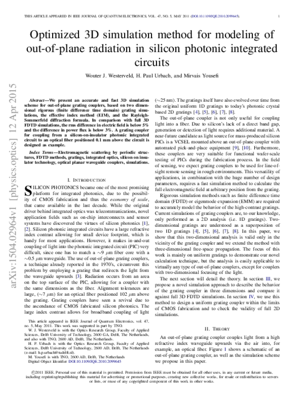 (PDF) Optimized 3-D Simulation Method for Modeling Out-of-Plane Radiation in Silicon Photonic ...