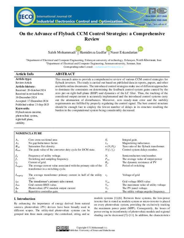 (PDF) On the Advance of Flyback CCM Control Strategies: a Comprehensive ...