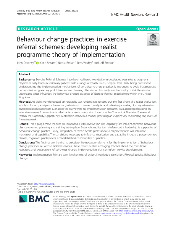 (PDF) Behaviour Change Practices in Exercise Referral Schemes ...
