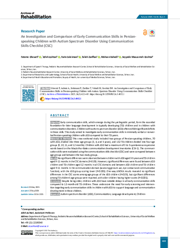 (PDF) An Investigation and Comparison of Early Communication Skills in ...