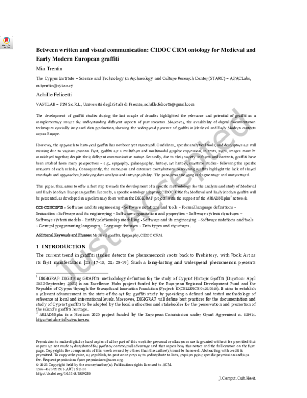 (PDF) Between Written and Visual Communication: CIDOC CRM Ontology for ...