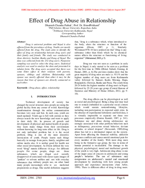 (PDF) Effect of Drug Abuse in Relationship