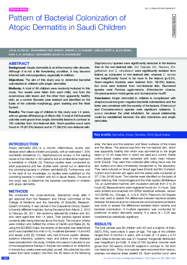 (PDF) Pattern of bacterial colonization of atopic dermatitis in saudi ...