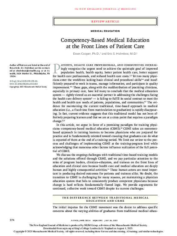 (PDF) 2025 Competency-Based Medical Education at the Front Lines of ...