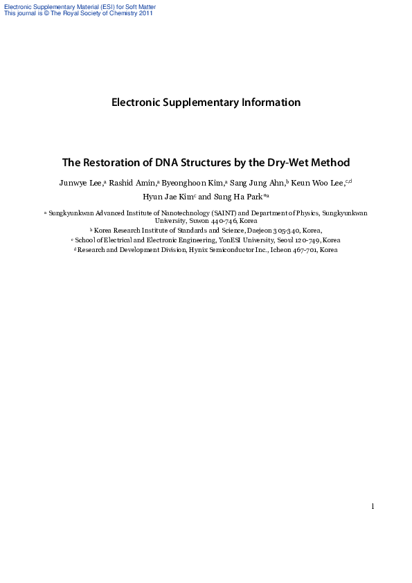 (PDF) The restoration of DNA structures by the dry–wet method