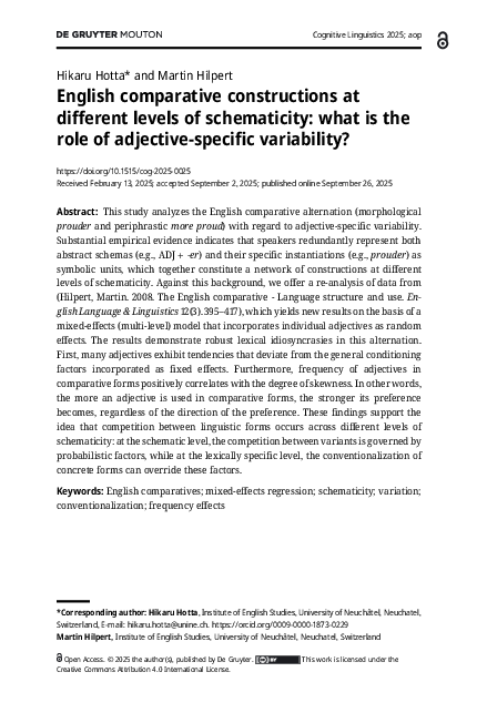 (PDF) English comparative constructions at different levels of schematicity: what is the role of ...