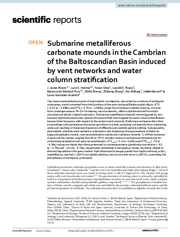 (PDF) Submarine metalliferous carbonate mounds in the Cambrian of the ...