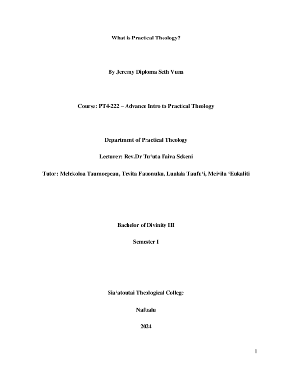 (PDF) What is Practical Theology