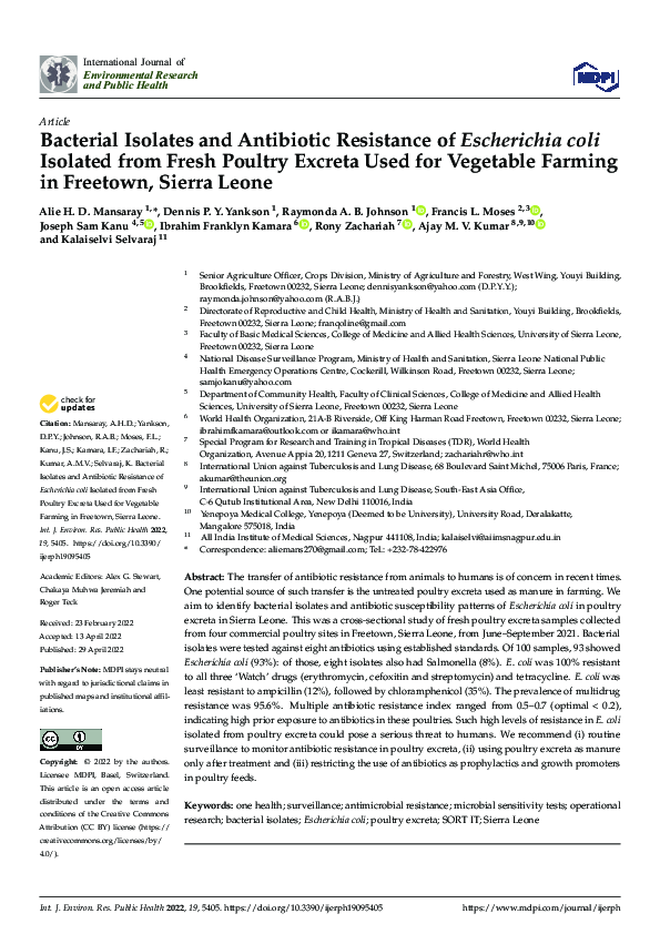(PDF) Bacterial Isolates and Antibiotic Resistance of Escherichia coli ...