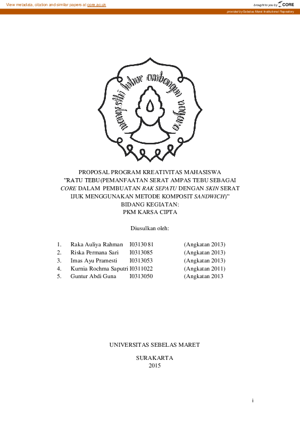 (PDF) Ratu Tebu(Pemanfaatan Serat Ampas Tebu Sebagaicore Dalam ...