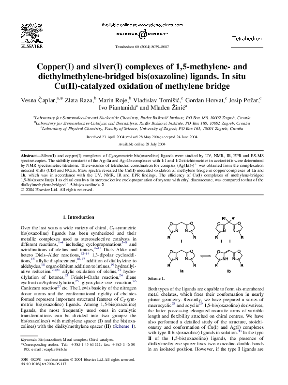(PDF) Copper(I) and silver(I) complexes of 1,5-methylene- and ...