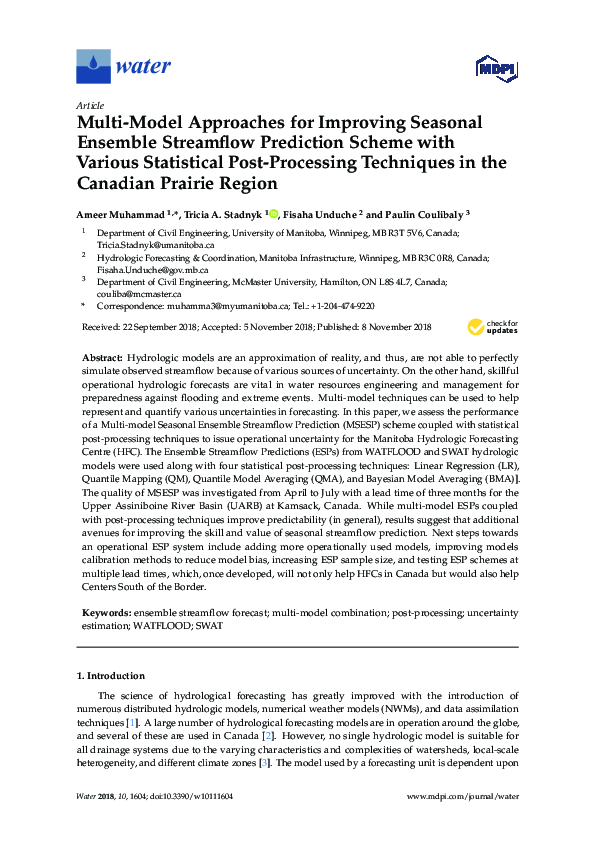 (PDF) Multi-Model Approaches for Improving Seasonal Ensemble Streamflow ...