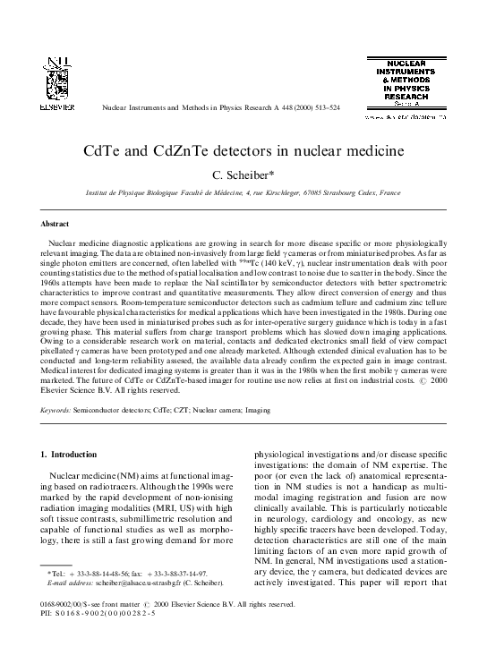 (PDF) CdTe and CdZnTe detectors in nuclear medicine