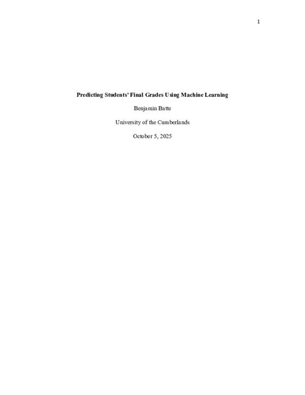 (PDF) Predicting Students' Final Grades Using Machine Learning