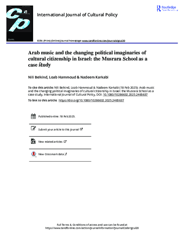 (PDF) Arab music and the changing political imaginaries of cultural ...