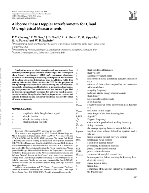 (PDF) Airborne Phase Doppler Interferometry for Cloud Microphysical ...