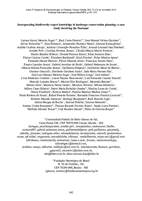(PDF) Incorporating biodiversity expert knowledge in landscape ...