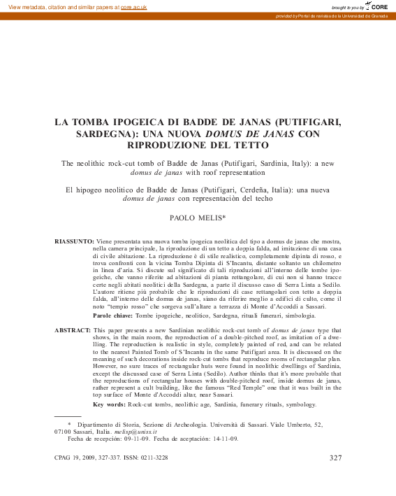 (PDF) El Hipogeo Neolitico De Badde De Janas (Putifigari, Cerdeña ...