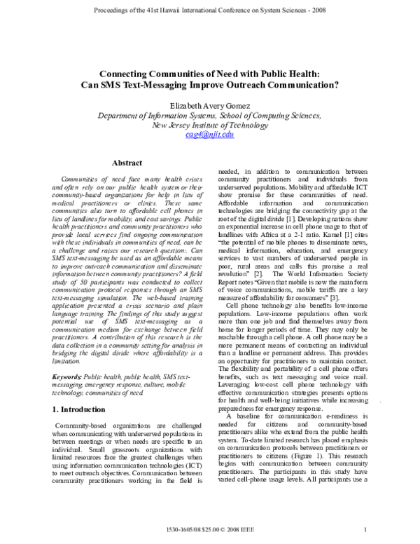 (PDF) Connecting Communities of Need with Public Health: Can SMS Text ...