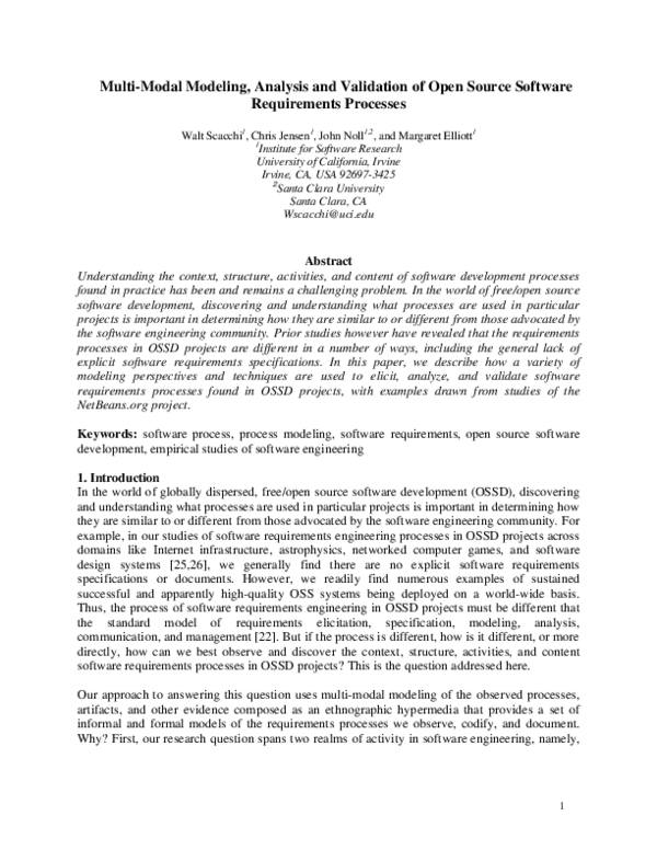 (PDF) Multi-Modal Modeling, Analysis, and Validation of Open Source Software Development Processes