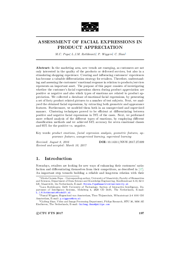 (PDF) Assessment of Facial Expressions in Product Appreciation