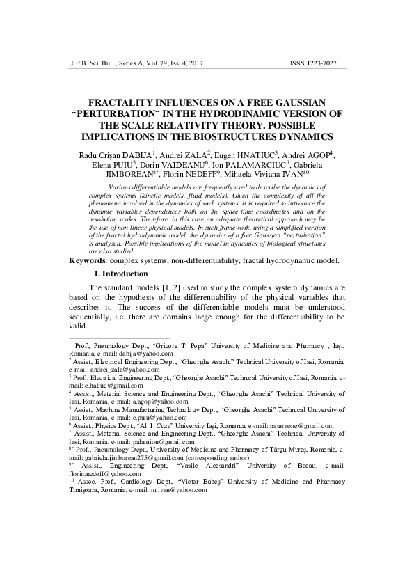 (PDF) Perturbation" in the Hydrodinamic Version of the Scale Relativity ...