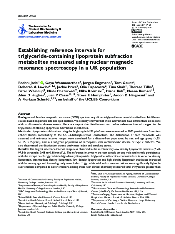 (PDF) Establishing reference intervals for triglyceride containing ...