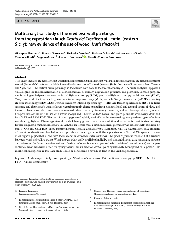(PDF) Multi-analytical study of the medieval wall paintings from the ...