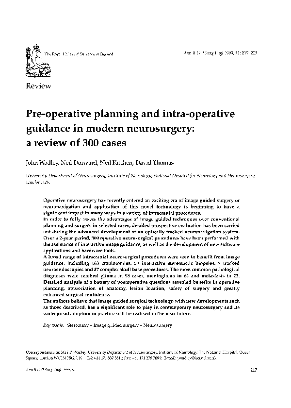 (PDF) Pre-operative planning and intra-operative guidance in modern ...