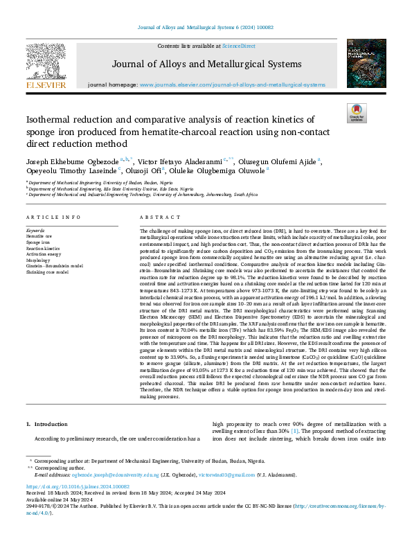(PDF) Isothermal Reduction and Comparative Analysis of Reaction ...