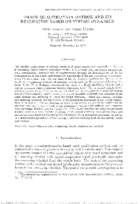 (PDF) Track Qualification Method and Its Realisation Based on System ...
