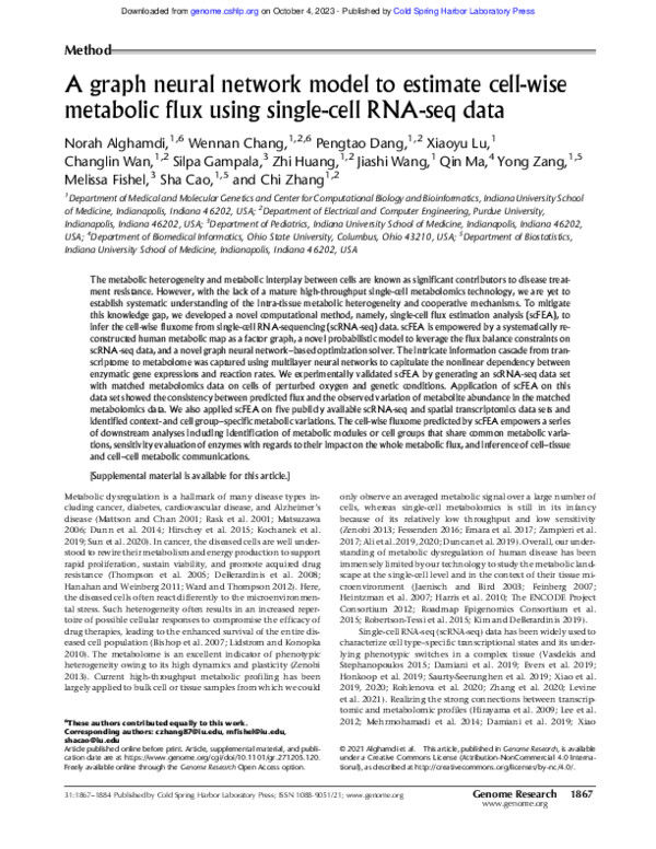 (PDF) A graph neural network model to estimate cell-wise metabolic flux using single-cell RNA ...