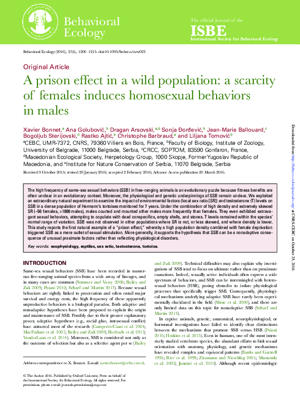 (PDF) A prison effect in a wild population: a scarcity of females ...