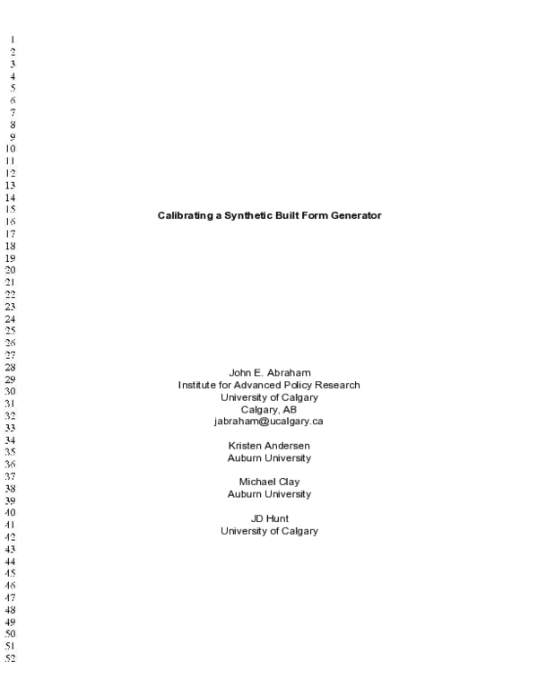 (PDF) Calibrating a Synthetic Built Form Generator