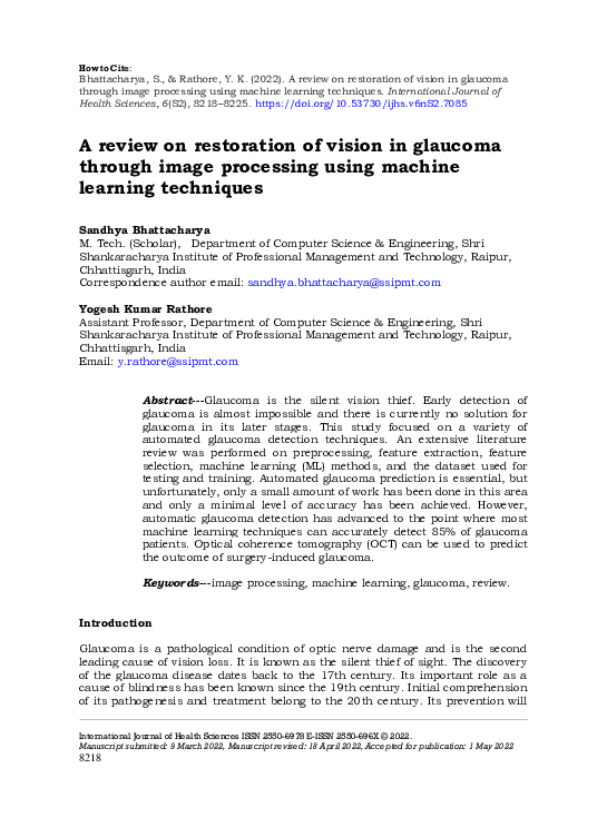 (PDF) Review on Restoration of Vision in Glaucoma Through Image Processing Using Machine ...