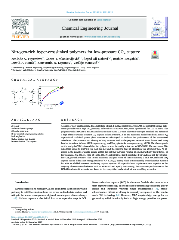 (PDF) Nitrogen-rich hyper-crosslinked polymers for low-pressure CO2 capture